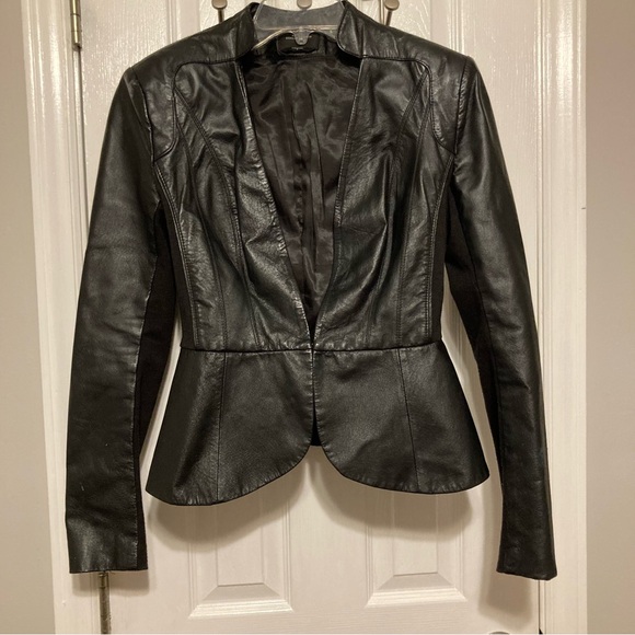 bebe | Jackets & Coats | Bebe Black Leather Peplum Jacket | Poshmark